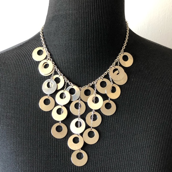 Jewelry | Multi Tiered Silver Disc Necklace | Poshmark